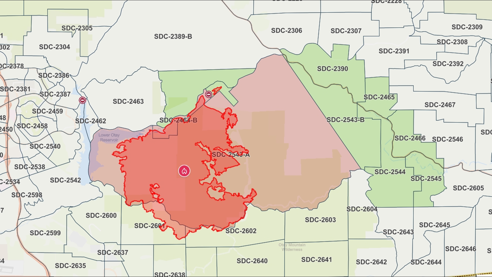 Brush fire, smoke, flames, evacuations, map in San Diego's South Bay ...