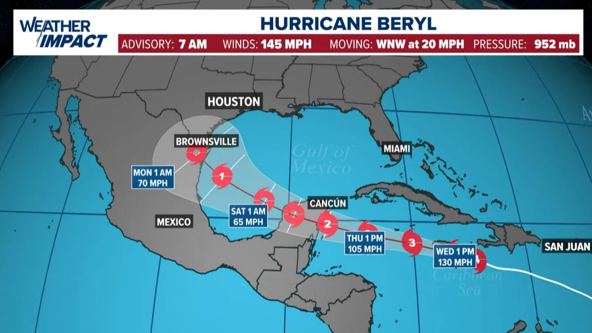 Hurricane Beryl tracker and spaghetti models, projected path | wgrz.com