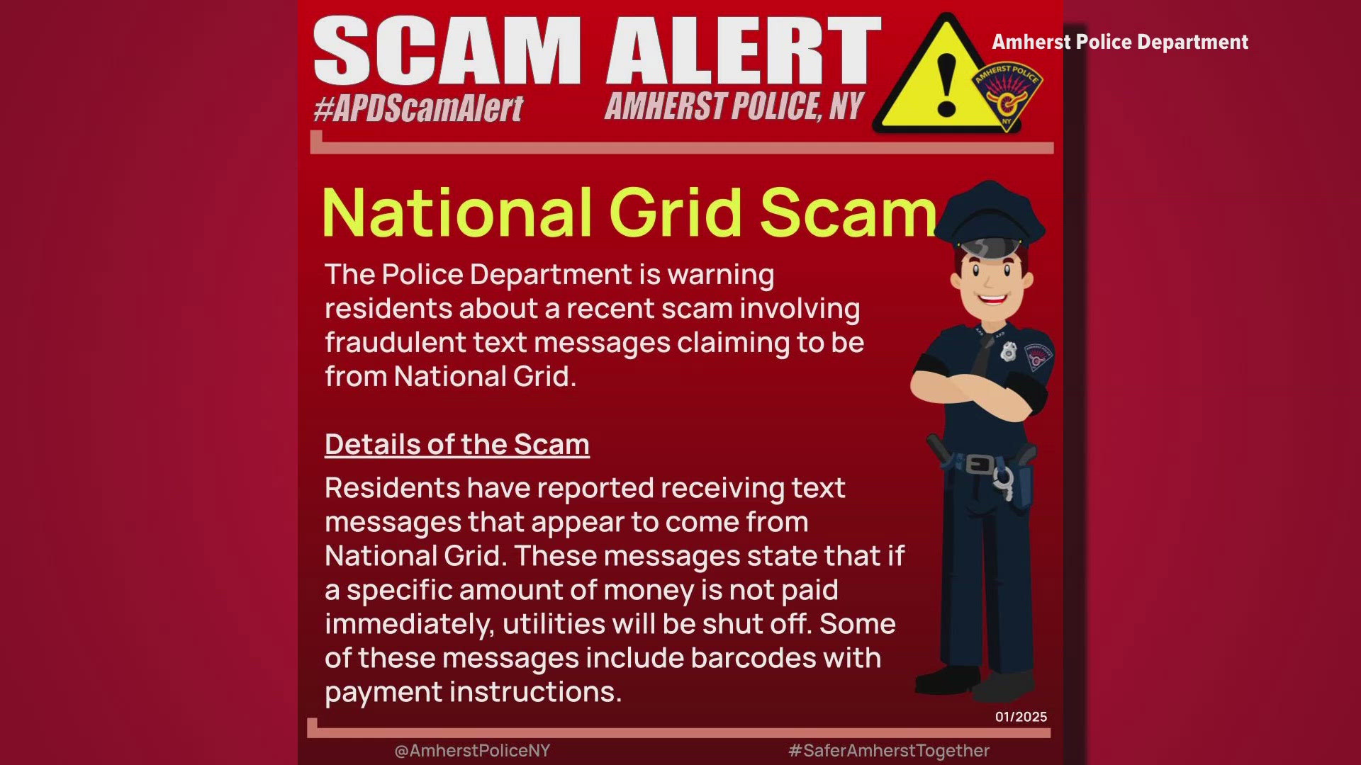 National Grid text scam warnings from the Amherst PD | wgrz.com