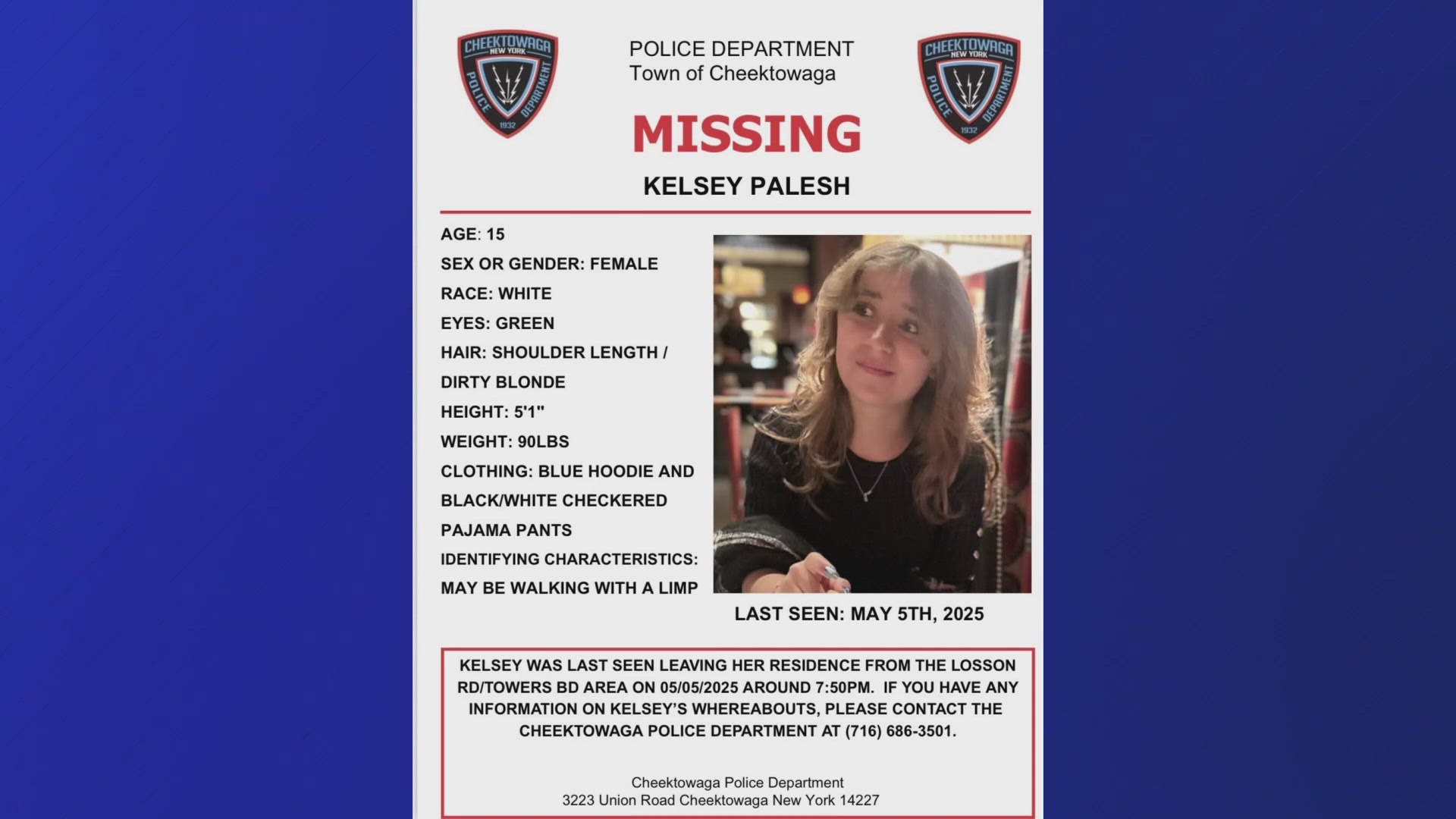 Cheektowaga Police seek help to find missing teen Kelsey | wgrz.com