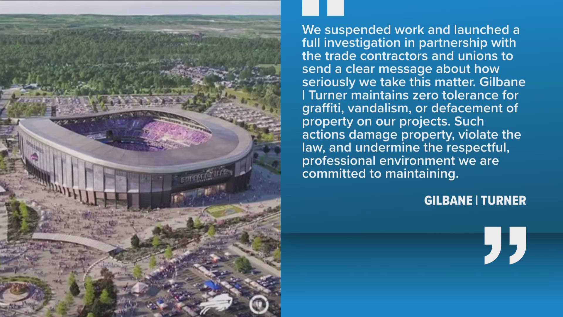 Highmark Stadium construction suspended after graffiti incident | wgrz.com