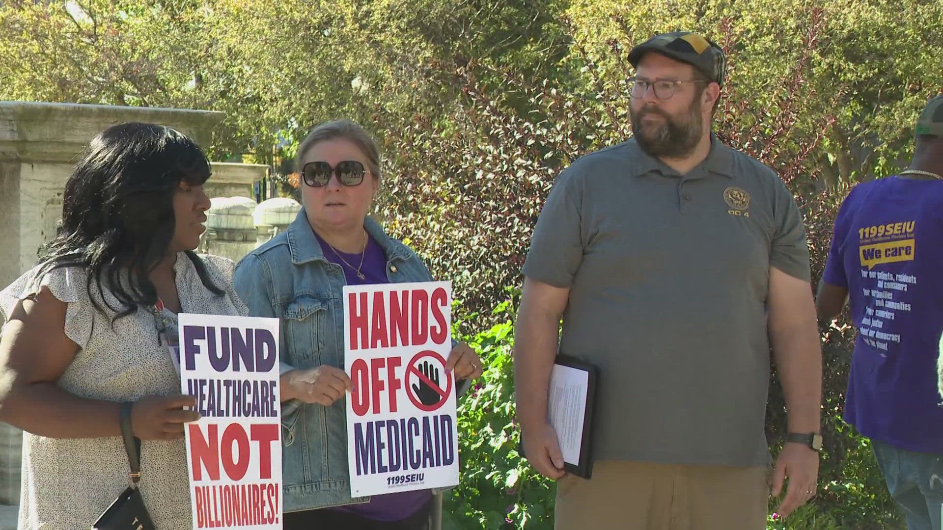 Healthcare workers rally today in Niagara Square to protest potential ...