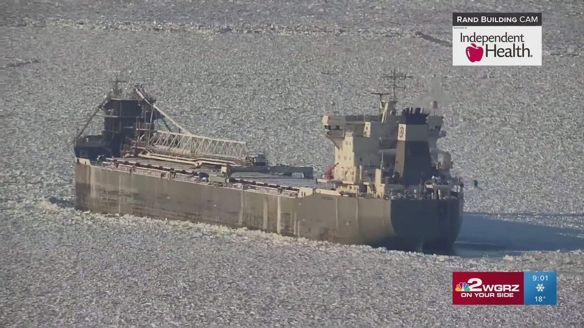 Freighter stuck in the ice on Lake Erie | wgrz.com