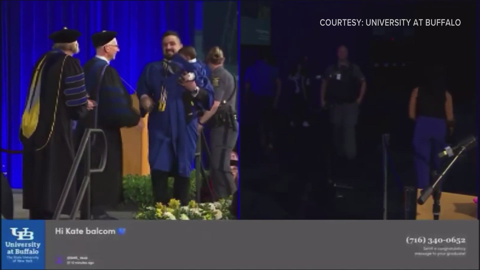 Buffalo graduate runs stage with son, goes viral | wgrz.com