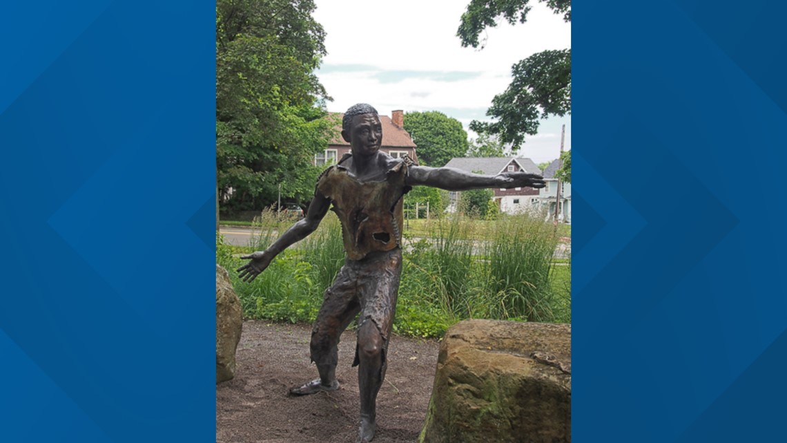 Underground Railroad statue taken from Dow Park in Jamestown | wgrz.com