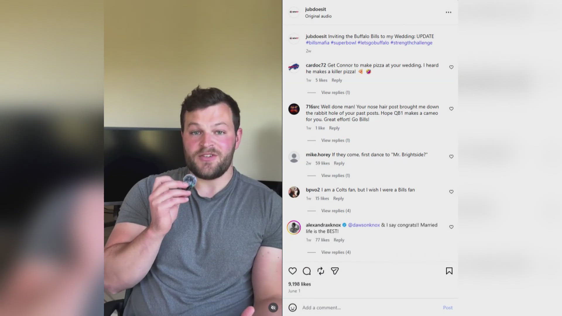 Viral bench press challenge connects Rochester groom with Bills players ...