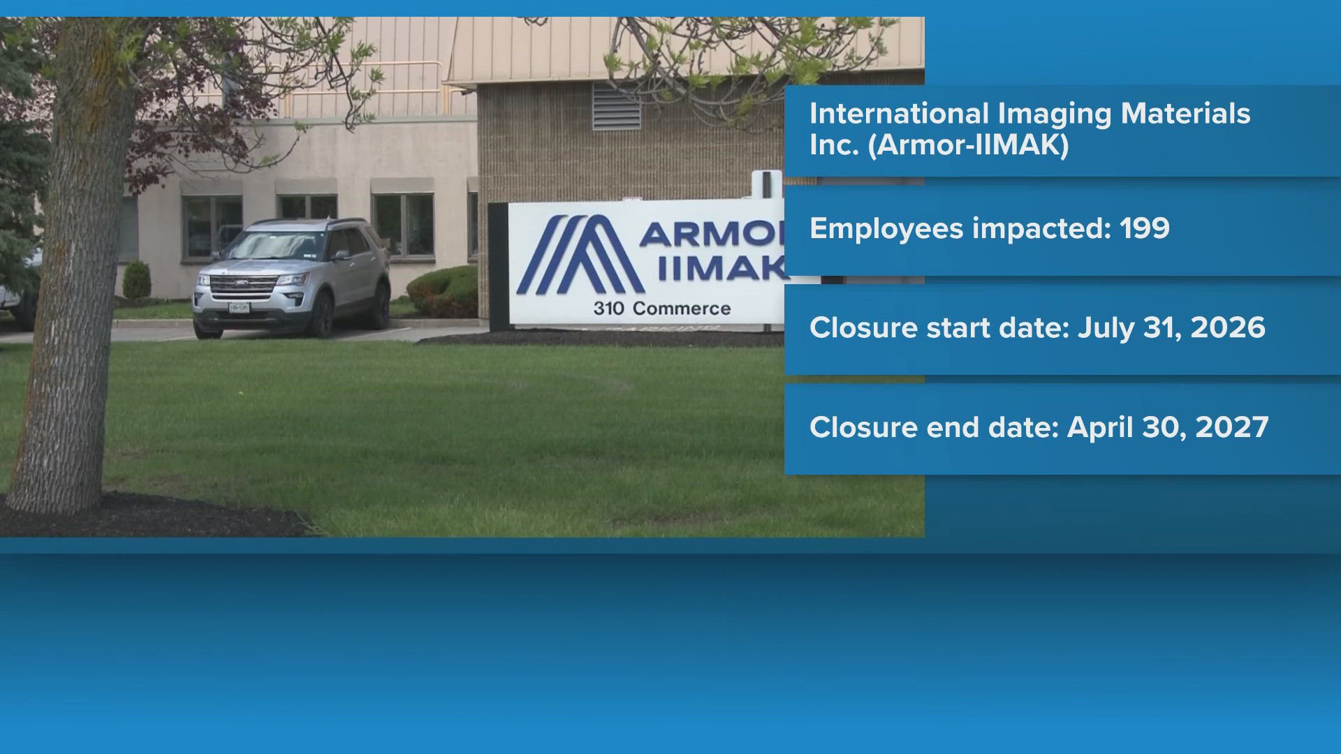 WARN filing updates job cuts, closing date for Armor-IIMAK | wgrz.com