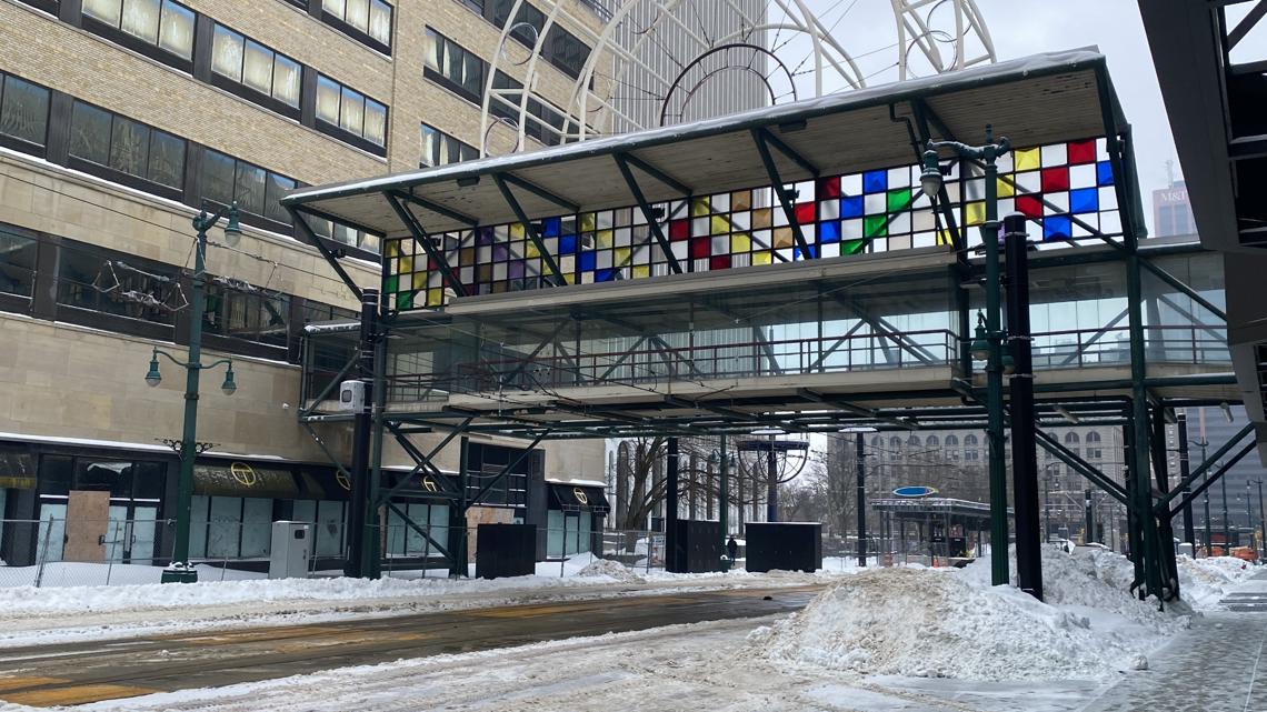 Removal of pedestrian bridge over main street in downtown Buffalo ...