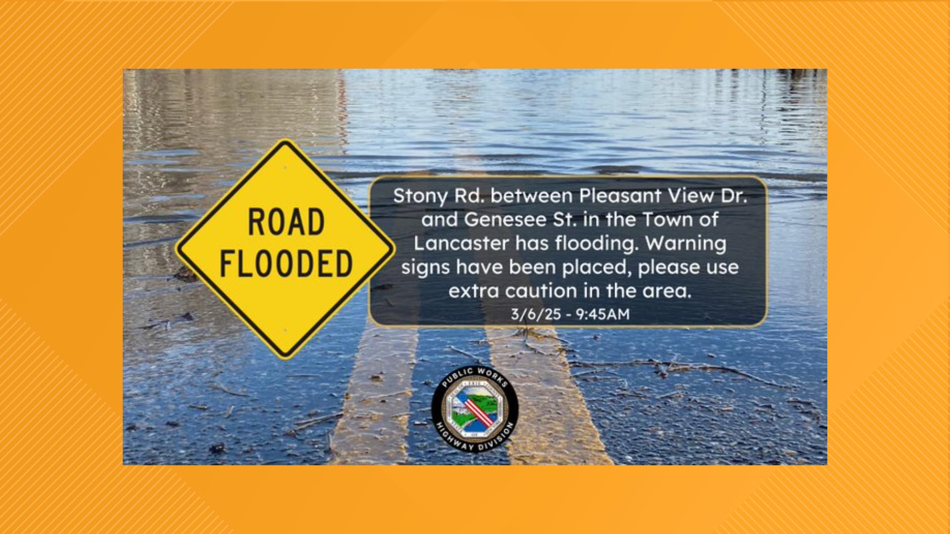 Stony Road between Pleasant View Drive and Genesee Street flooding ...