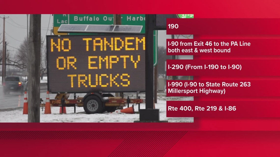 Empty tractor trailer and tandem ban announced for WNY highways | wgrz.com