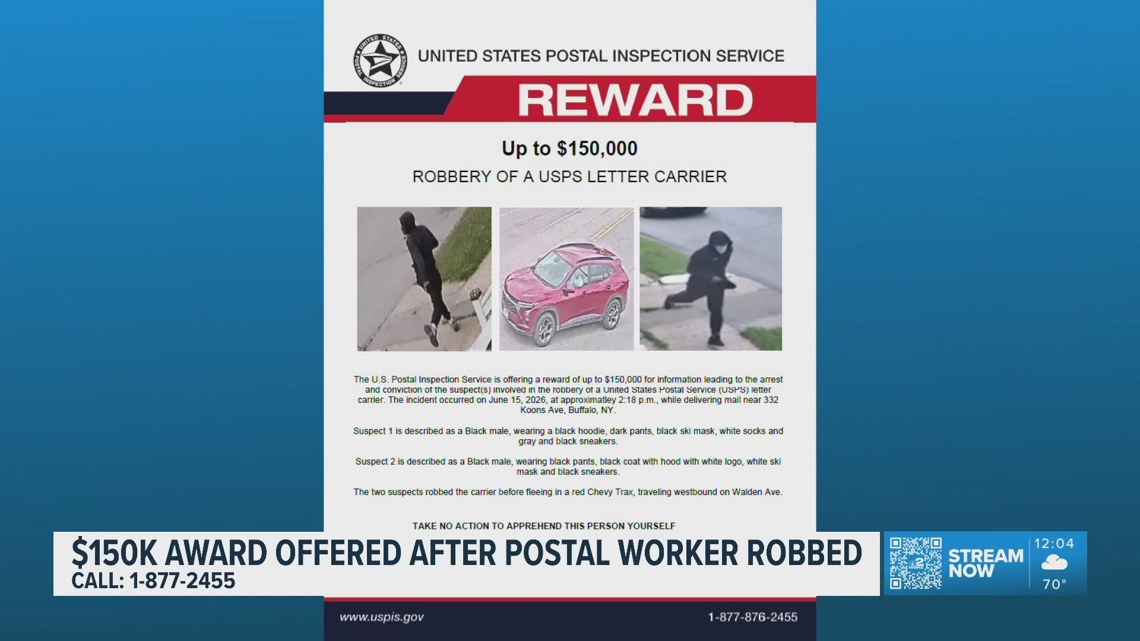 USPS offering reward after letter carrier robbed in Buffalo | wgrz.com