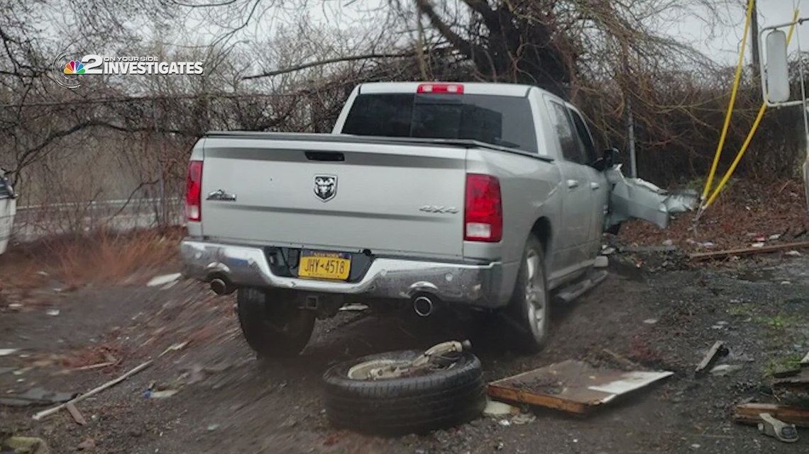 Photos reveal damage after ECSO Chief hits seven vehicles | wgrz.com