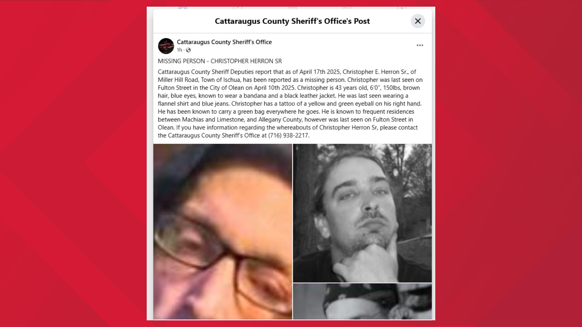 Help locate missing 43-year-old Christopher Herron in Olean | wgrz.com