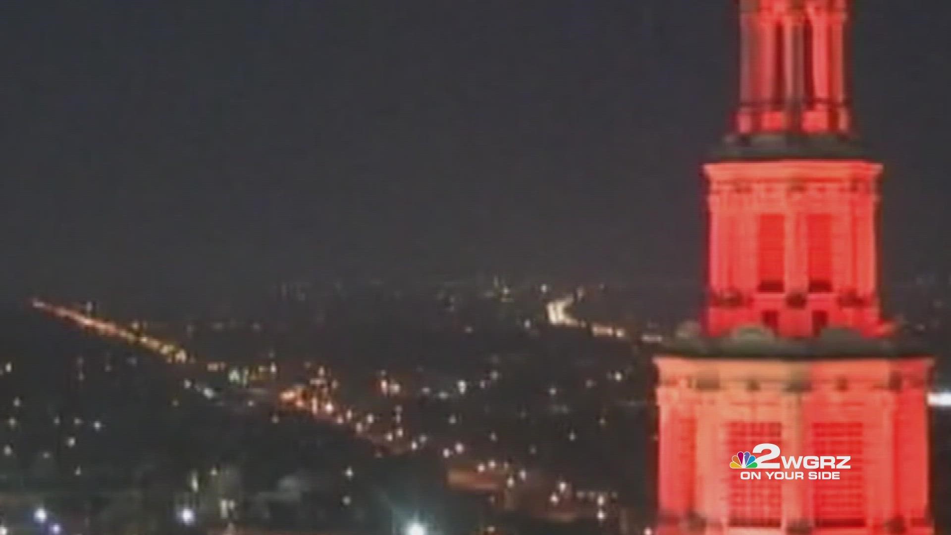 Electric Tower lit red to honor Buffalo firefighter Jason Arno | wgrz.com
