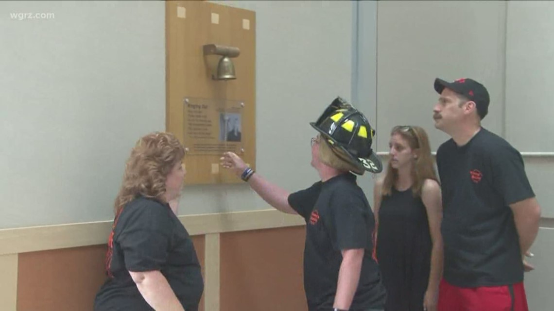 Junior volunteer firefighter rings Victory Bell at Roswell Park | wgrz.com