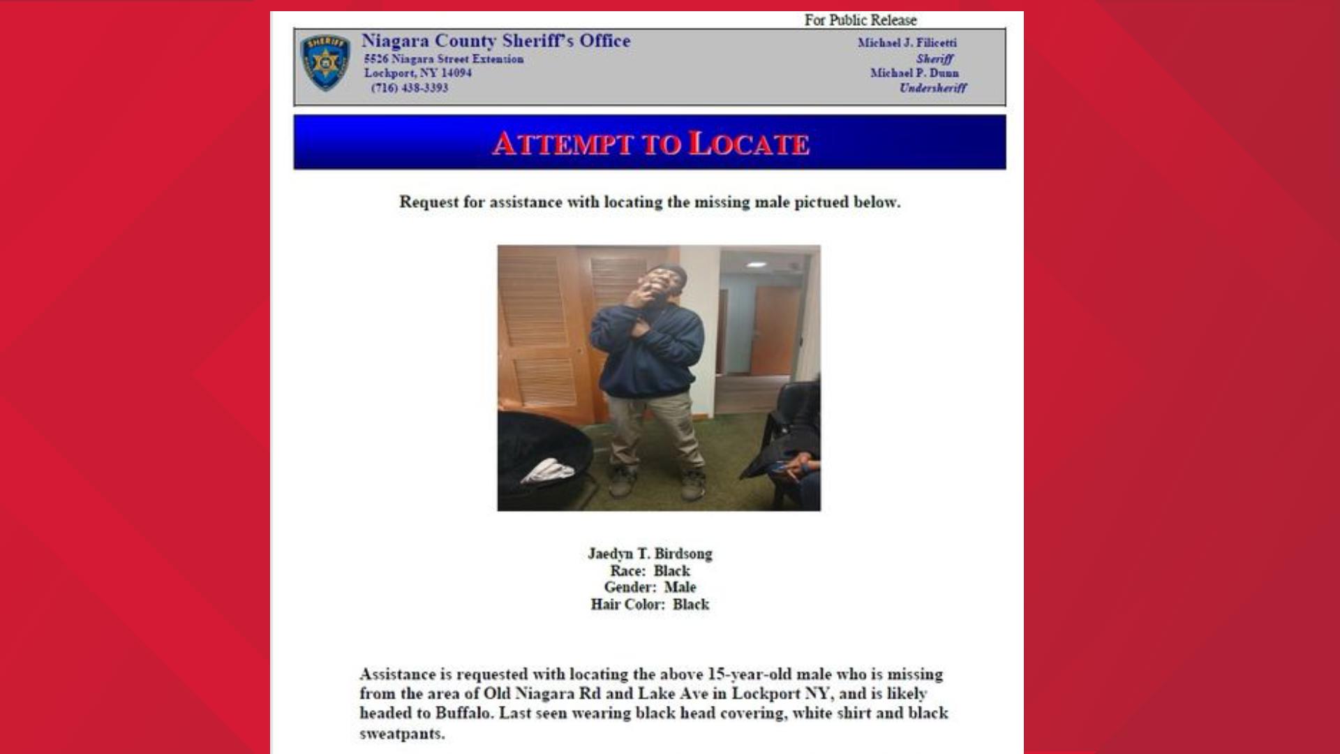 Niagara County Sheriff's Office looking for a missing 15-year-old | wgrz.com