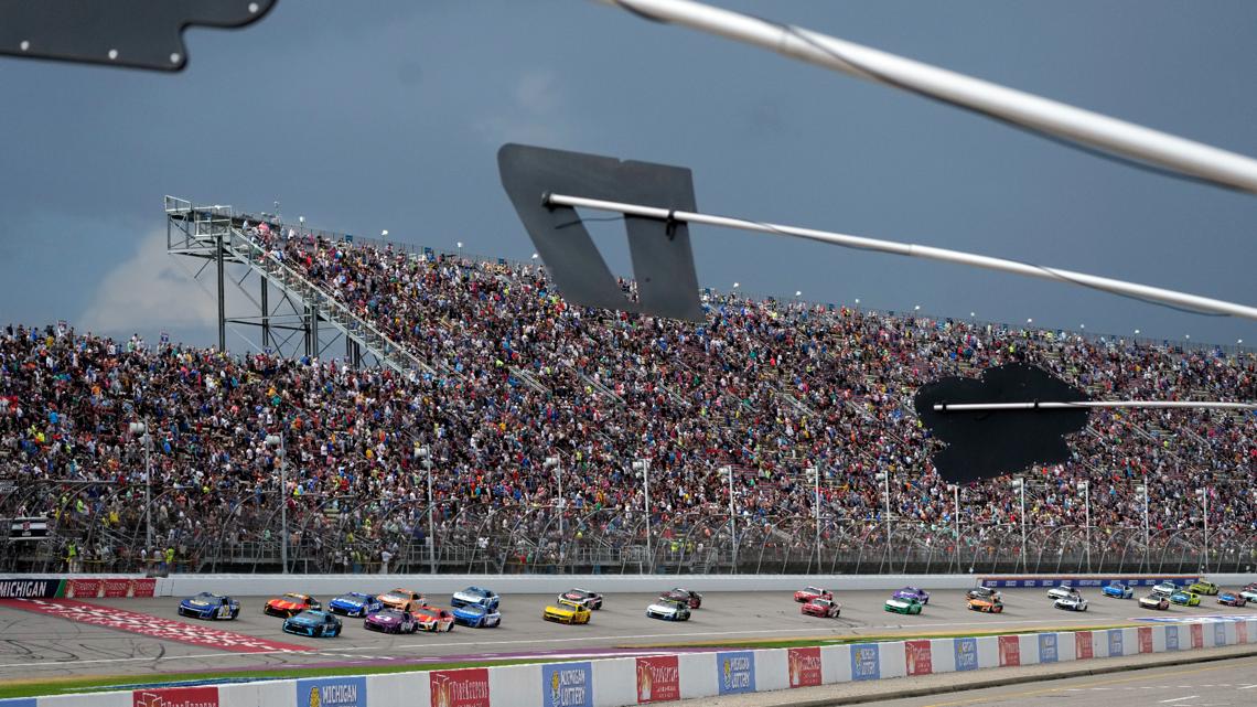 NASCAR Cup race at Michigan suspended until Monday after rain, rain ...