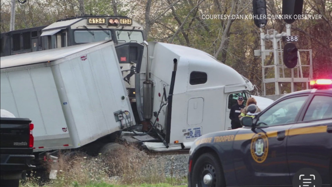 Tractor trailer stuck on Dunkirk train tracks prompts rapid response ...