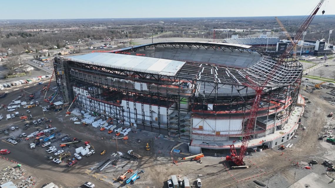Drone footage shows progress at the new Buffalo Bills stadium | wgrz.com