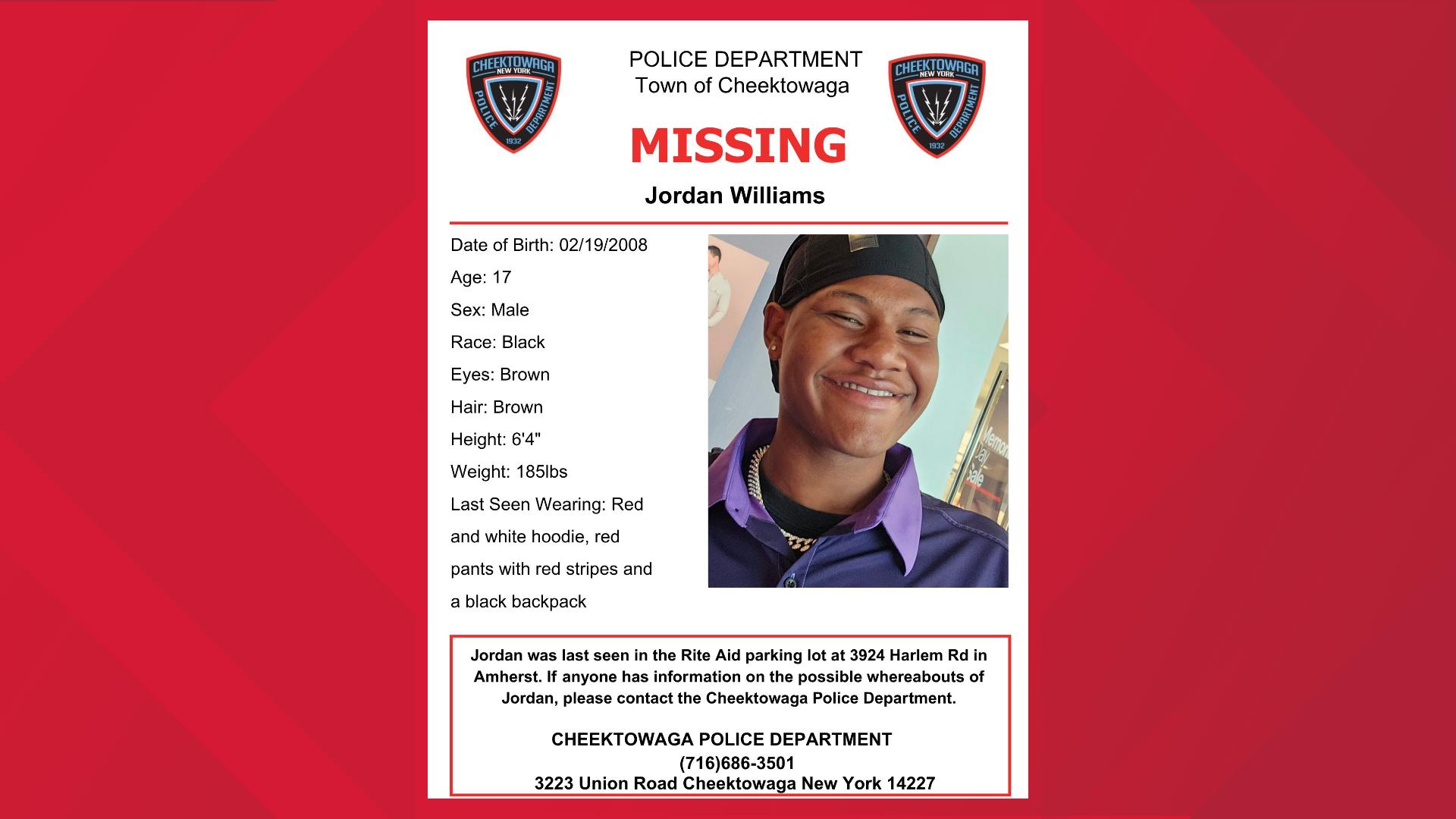 Cheektowaga Police seek help finding 17-year-old Jordan Williams | wgrz.com