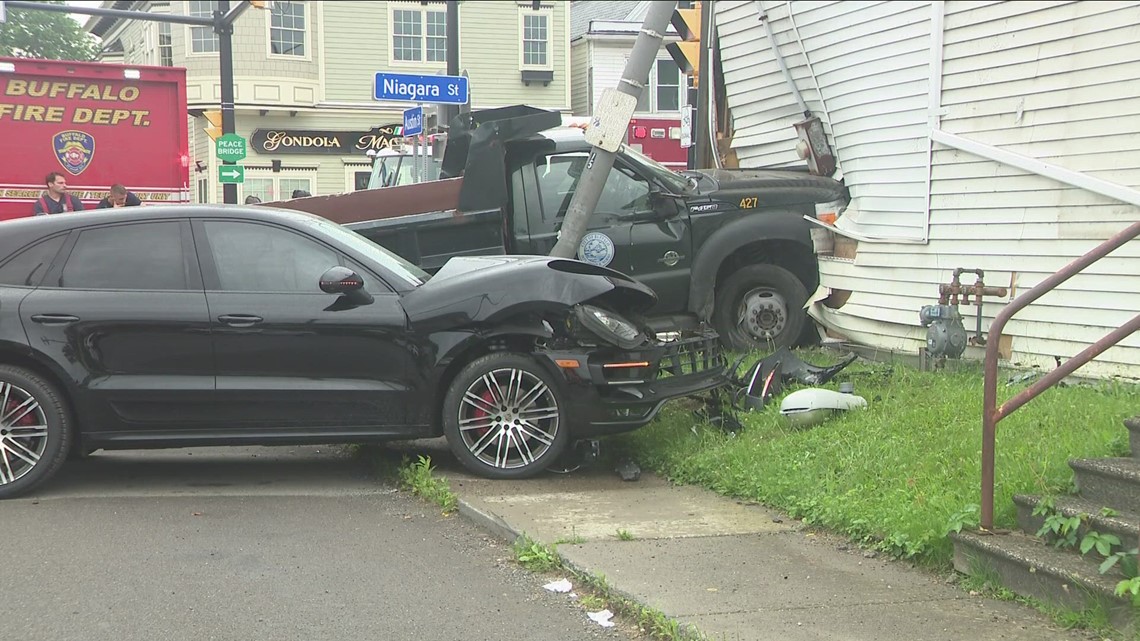 Buffalo DPW vehicle narrowly misses child, crashes into vehicles and a ...