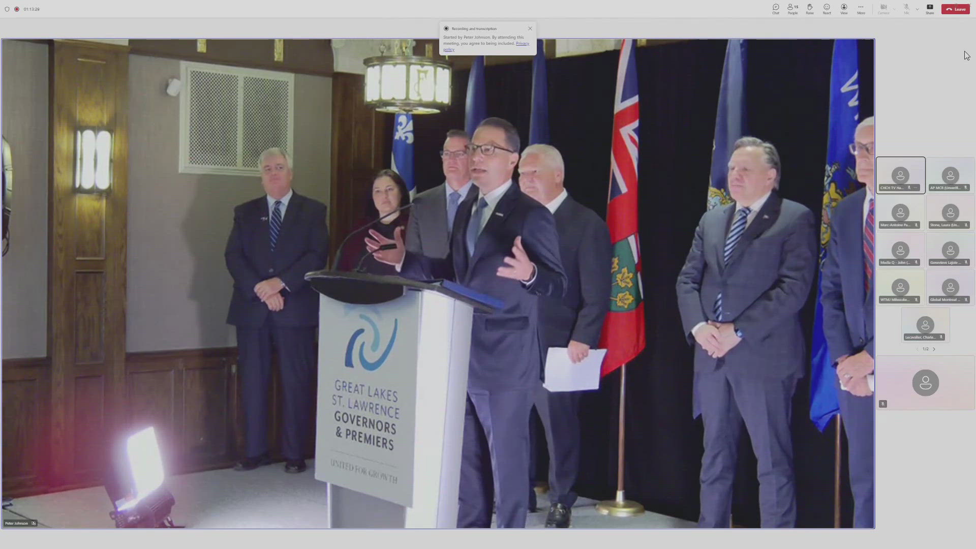 Great Lakes and St. Lawrence regions attend leaders meeting in Quebec ...