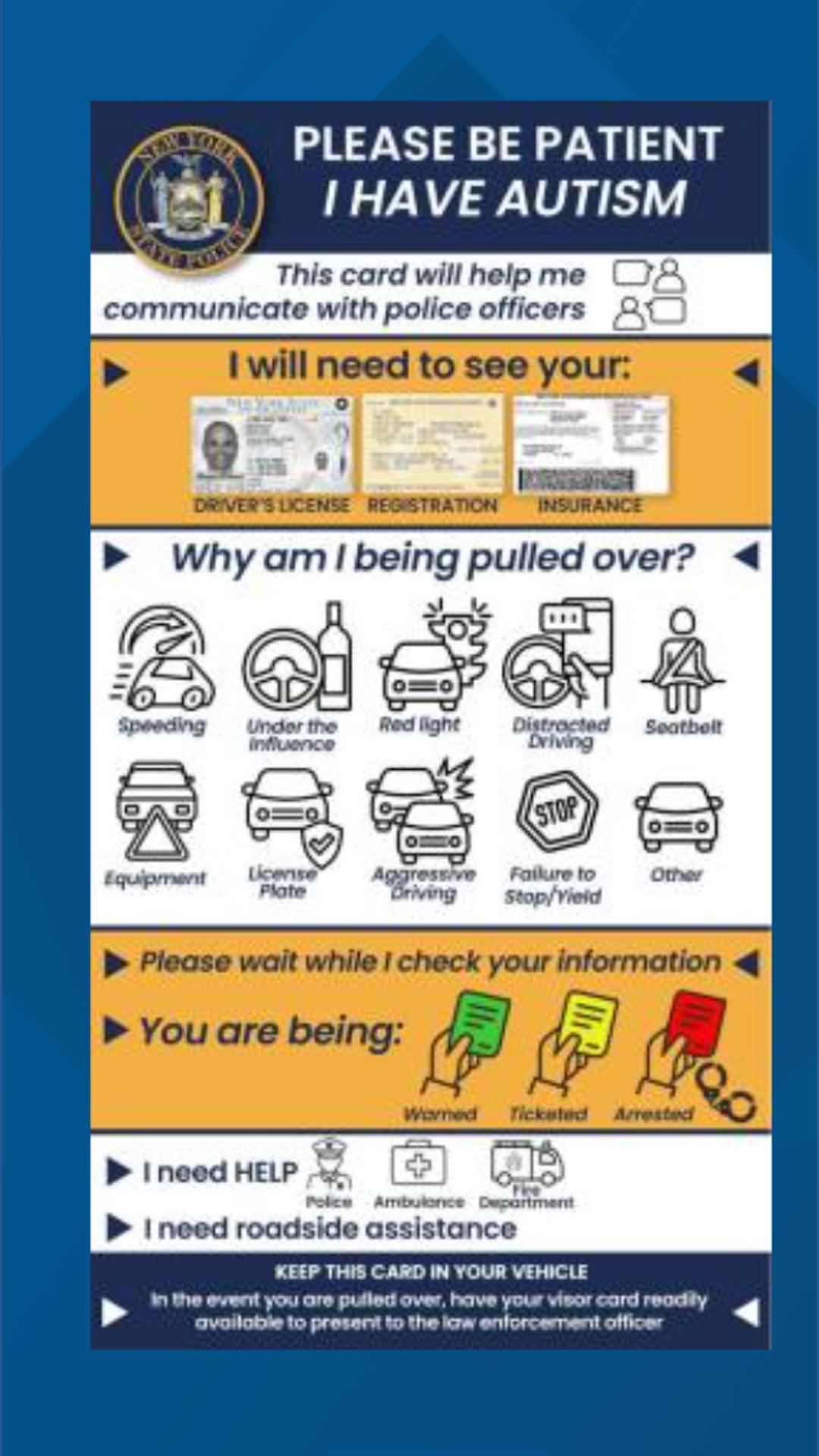 New York Police launch Autism Awareness - Visor Card Program | wgrz.com