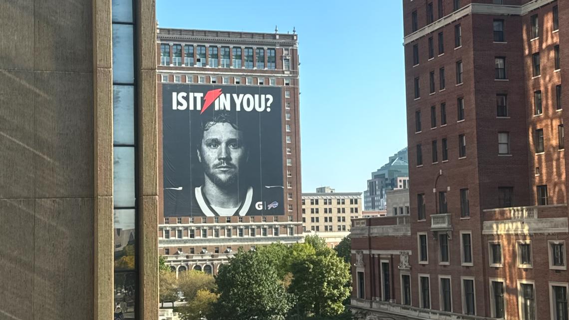 Josh Allen featured on the Statler building in Downtown Buffalo | wgrz.com