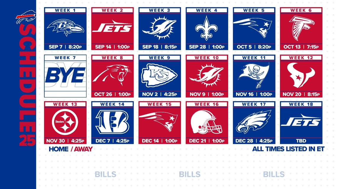The Bills 2025 schedule has been released. Here's a look at who they ...